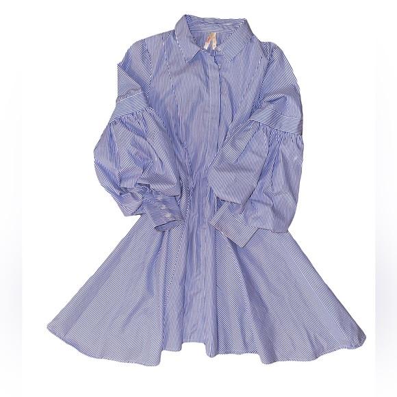 True Destiny | Dresses | True Destiny Blue White Think Striped Puff ...